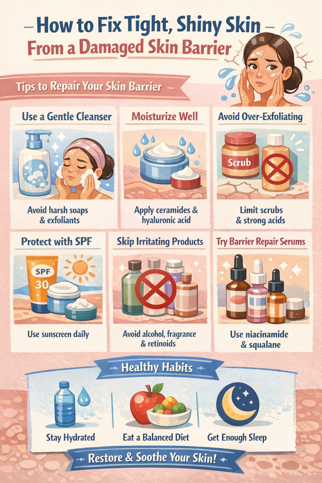 How to Fix Tight, Shiny Skin From a Damaged Skin Barrier – Hollyberry ...